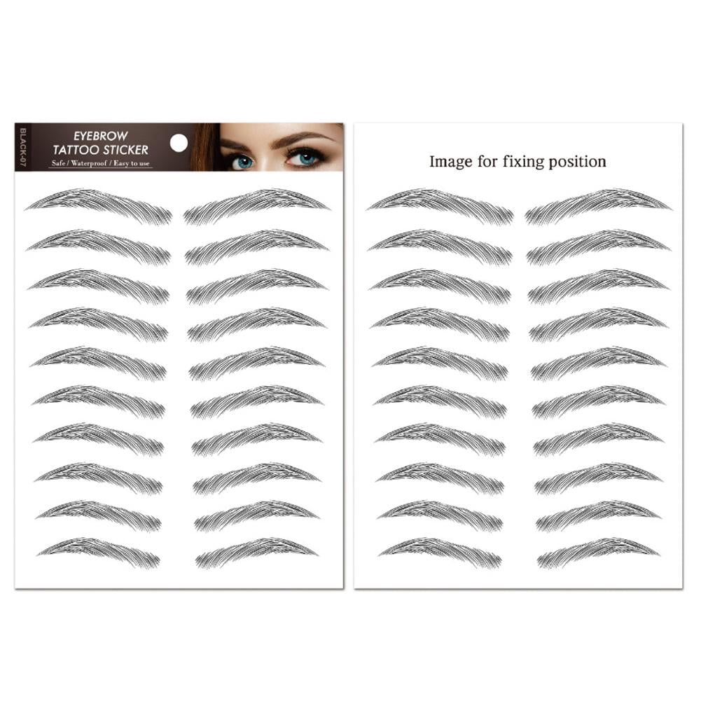 Eyebrow Stickers Makeup Waterproof Tattoo Long Lasting Black Natural ...