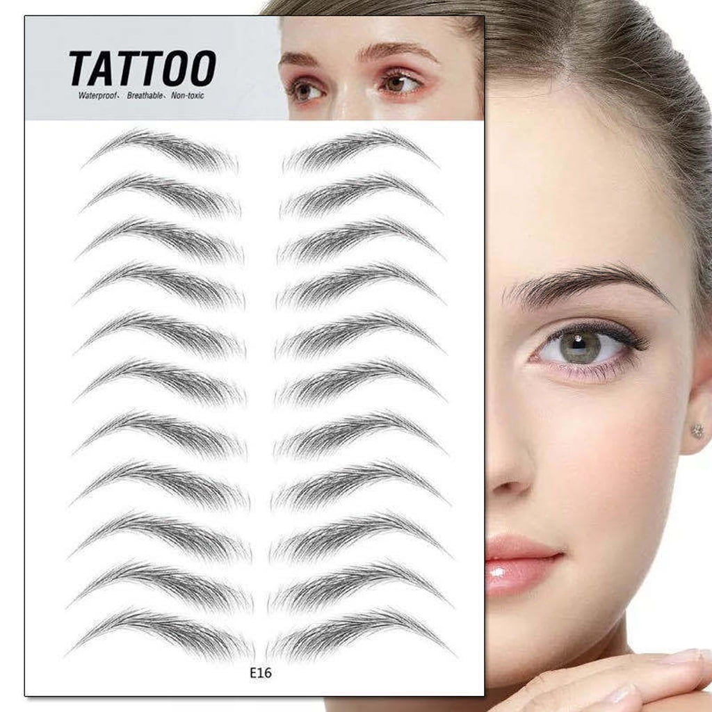 Eyebrow Tattoo Stickers 4D Hair-like Authentic Brow Tattoo Waterproof ...