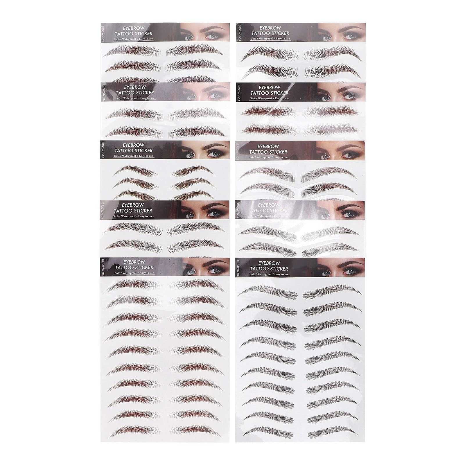 Eyebrow Temporary Tattoo,10 Sheets Temporary Brow Stickers Fake Eyebrow ...
