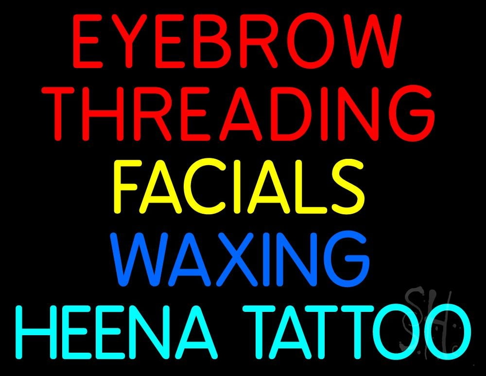 Eyebrow Threading Facials Waxing LED Neon Sign 24 x 31 - inches, Black ...
