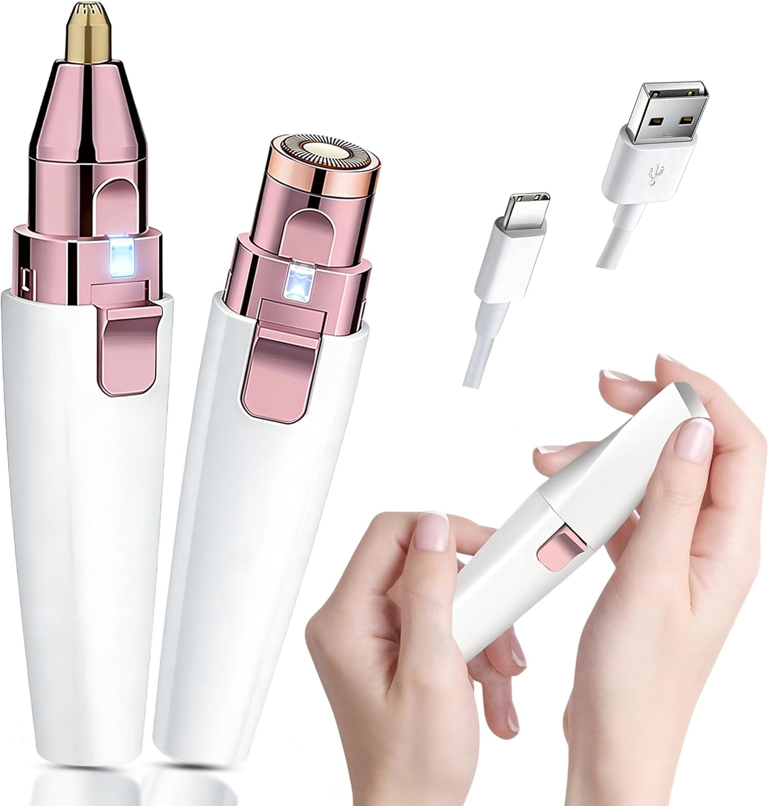 Eyebrow Trimmer Facial Hair Removal for Women, 2 in 1 & Eyebrow Razor ...