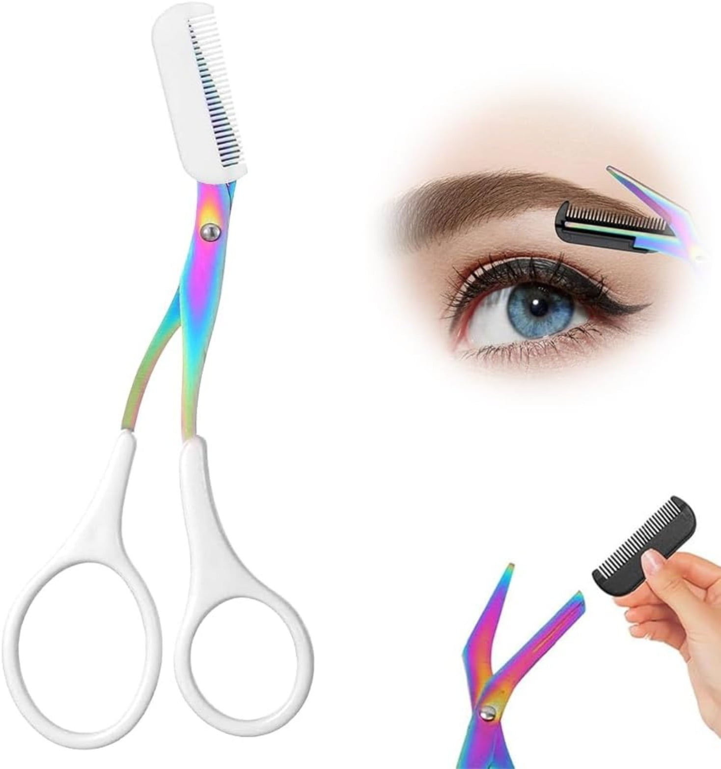 Eyebrow Trimmer Scissor, 2-in-1 Professional Eyebrow Scissors with Comb ...