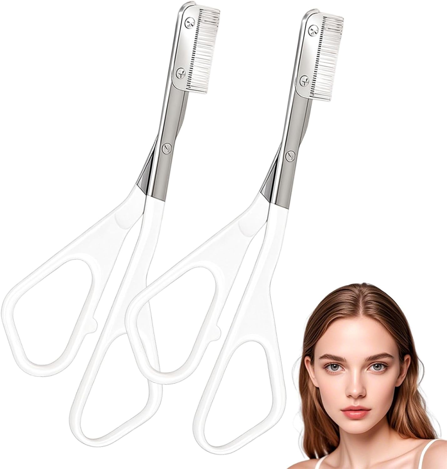 Eyebrow Trimmer Scissor, 2-in-1 Professional Eyebrow Scissors with Comb ...