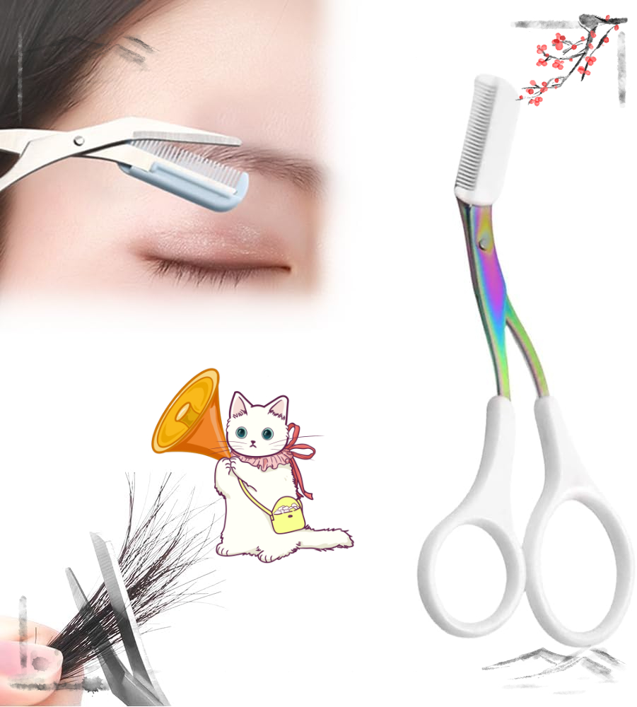 Eyebrow Trimmer Scissor, 2024 Upgraded Eyebrow Scissors with Comb ...