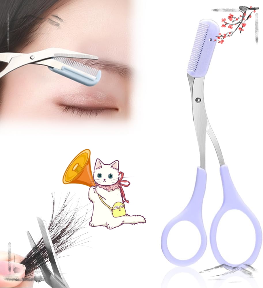 Eyebrow Trimmer Scissor, 2024 Upgraded Eyebrow Scissors with Comb ...