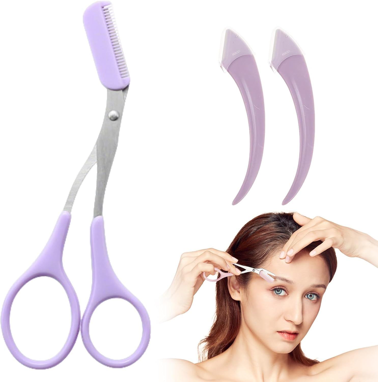 Eyebrow Trimmer Scissor, 2025 New 2 in 1 Eyebrow Scissors with Comb ...
