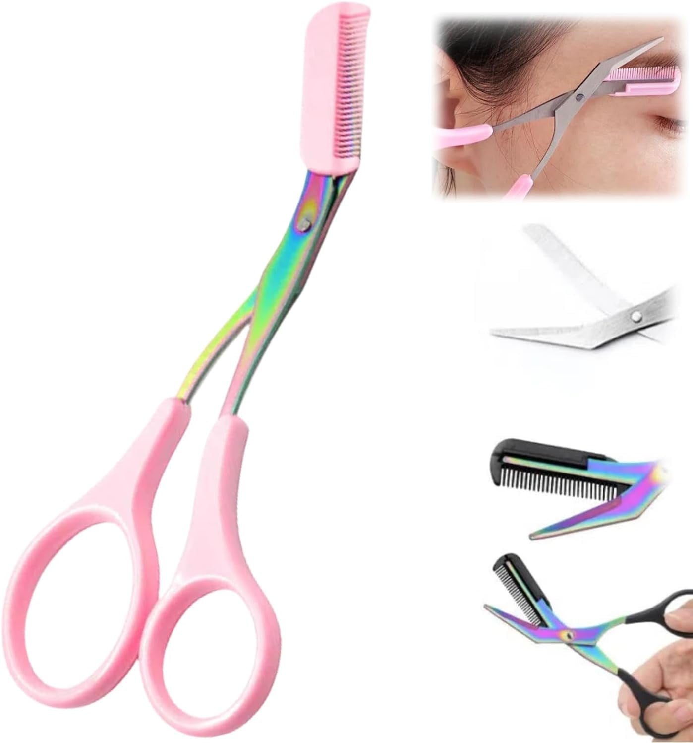 Eyebrow Trimmer Scissor, 2025 Upgraded Eyebrow Scissors with Comb ...