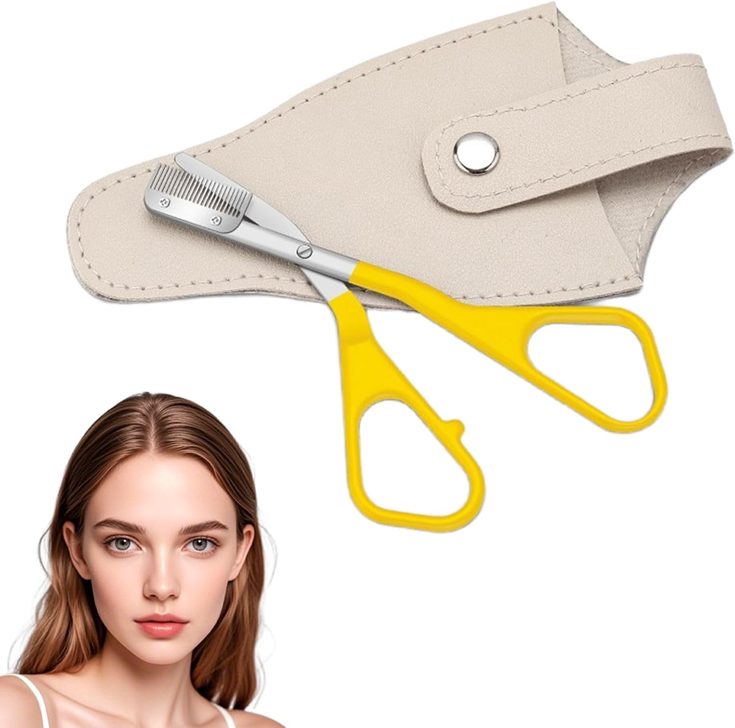 Eyebrow Trimmer Scissor for Women, 2-in-1 Professional Stainless Steel ...