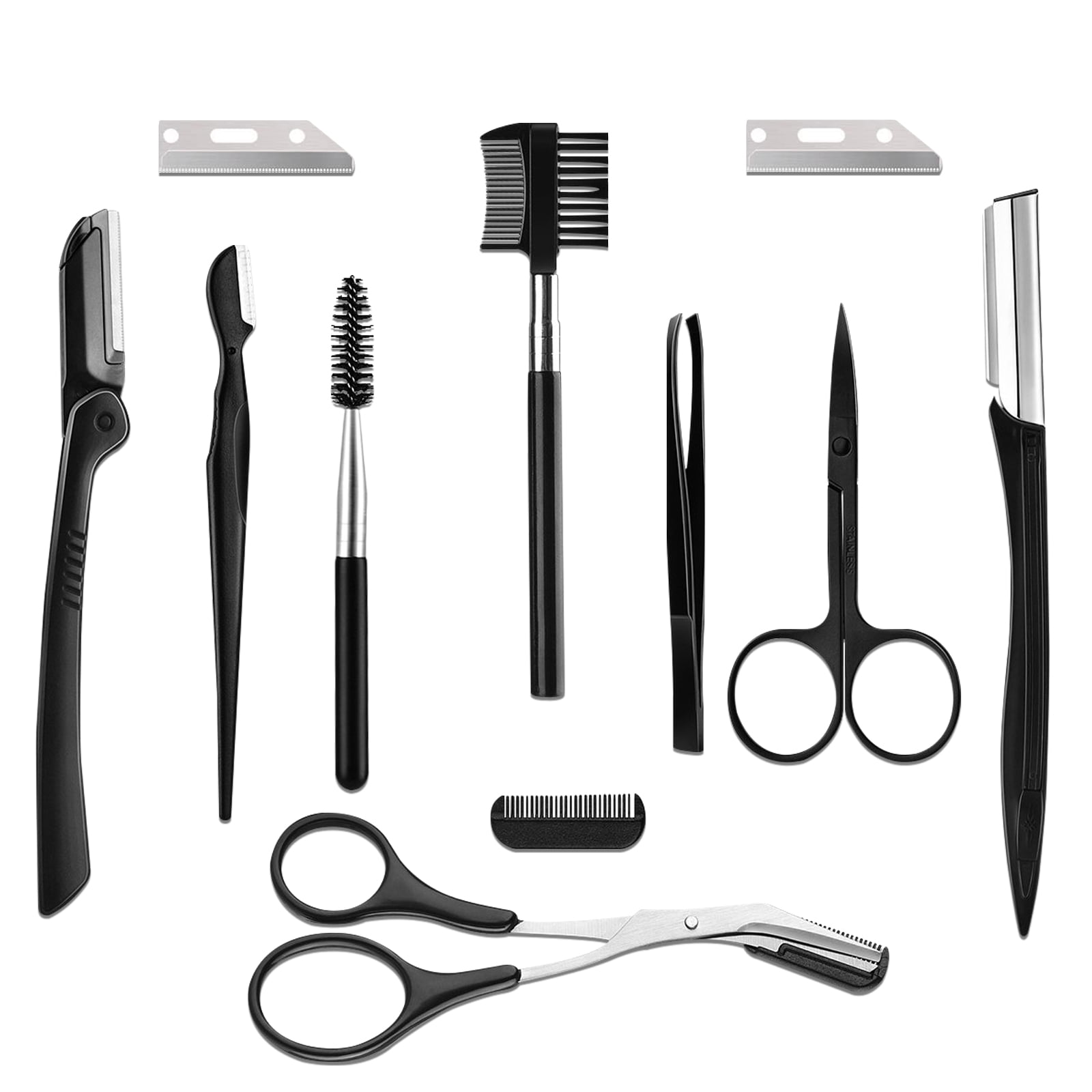 Eyebrow Trimmers Set for Women and Men, 11 in 1 Eyebrow Tweezers Kit ...