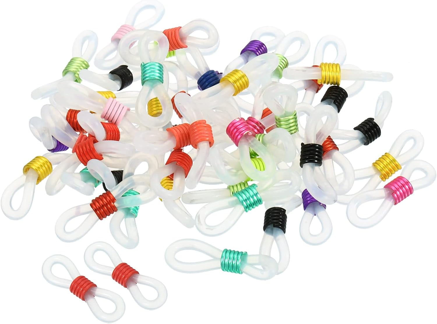 Eyeglass Chain Connector, 50 Pack Adjustable Anti Slip Silicone Rubber ...