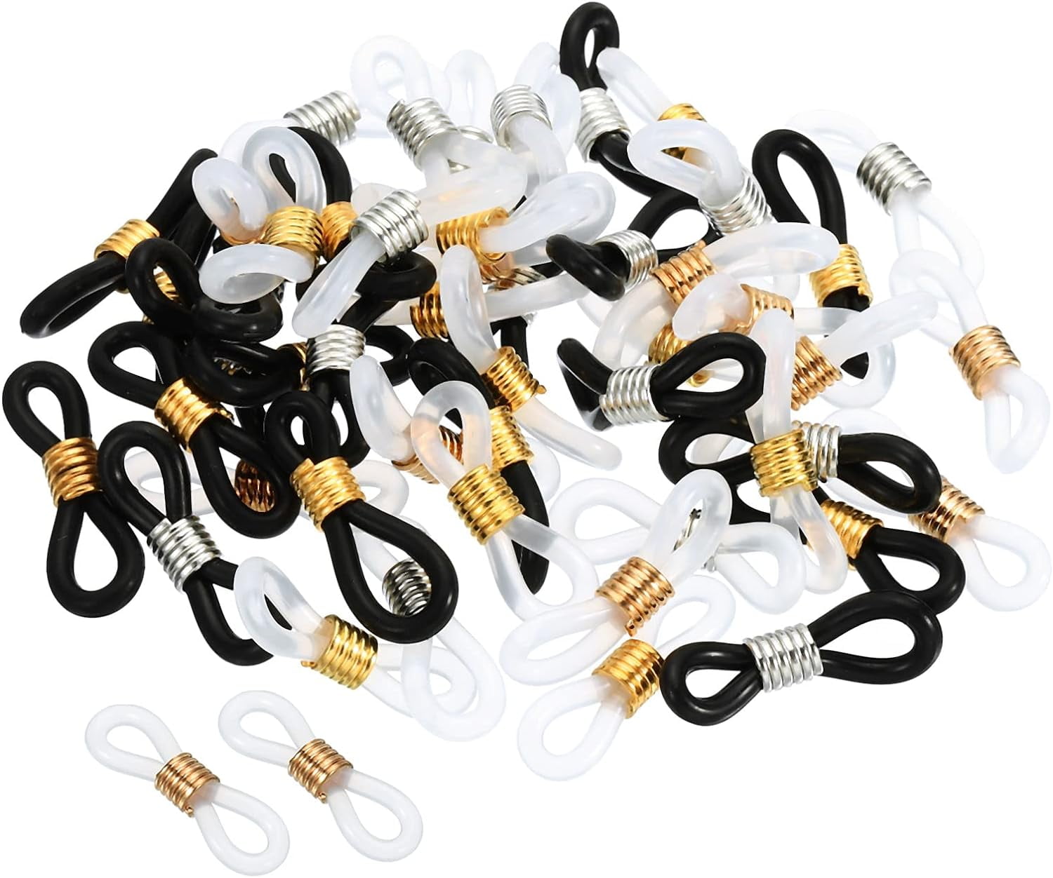 Eyeglass Chain Connector, 50 Pack Adjustable Anti Slip Silicone Rubber ...