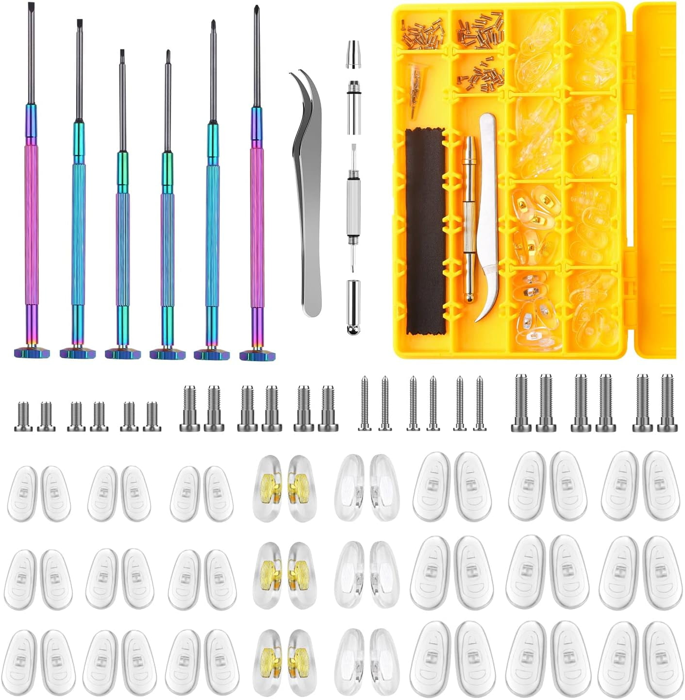 HQVOIC Eyeglasses Repair Kit: 24 Pairs of Screw-in Silicone Nose Pads ...