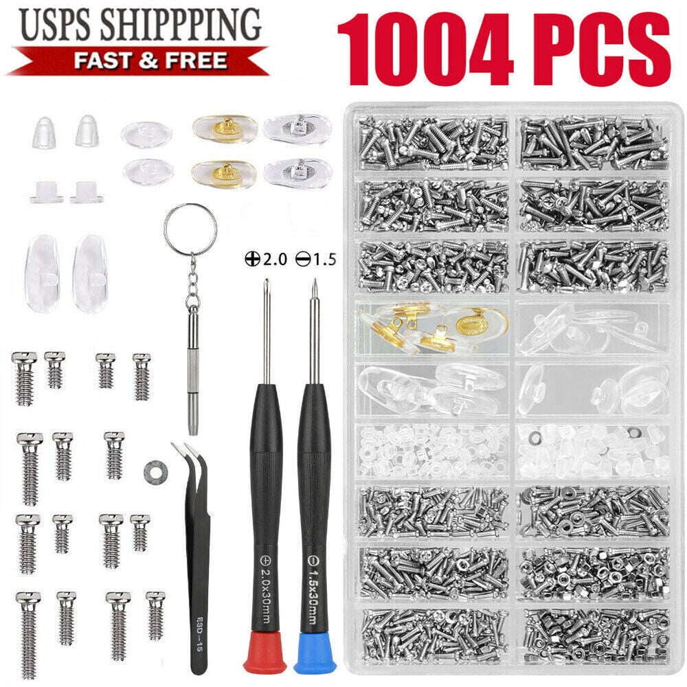 Eyeglass Screws Nut +Nose Pads Screwdriver Watch Glasses Optical Repair ...