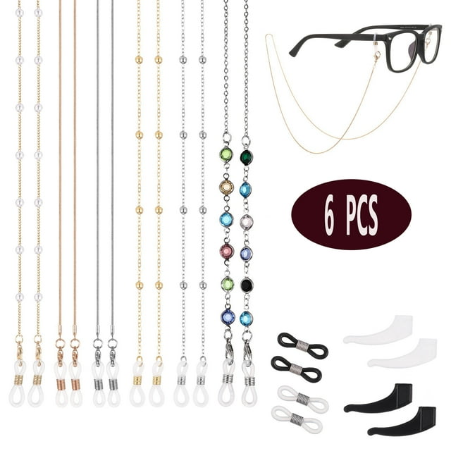 6Pcs Metal Eyeglass Straps Holder with Beaded Retainer & Accessories ...