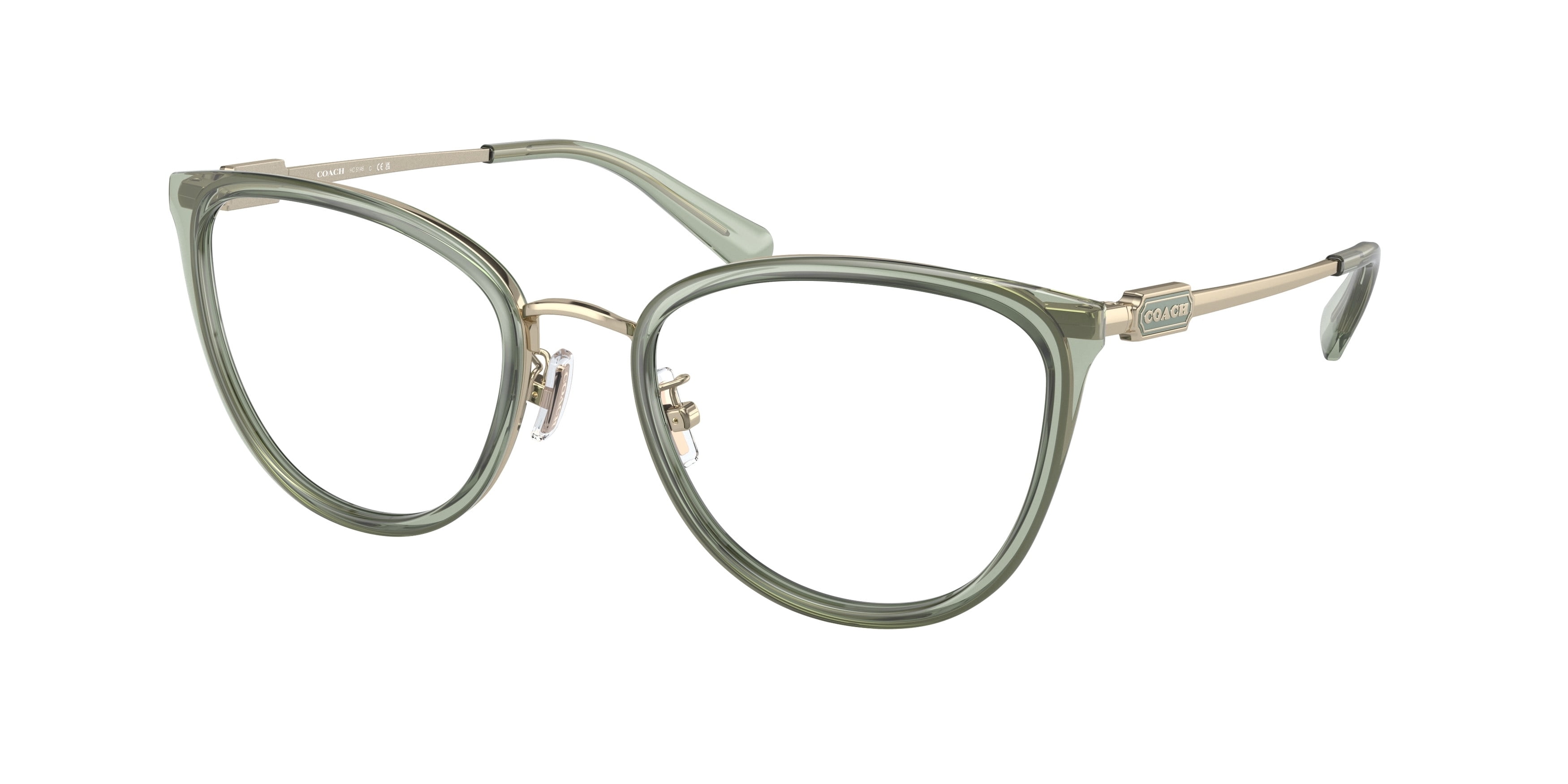 Eyeglasses Coach HC 5146 9418 Shiny Light Gold / Transparent - Walmart.com