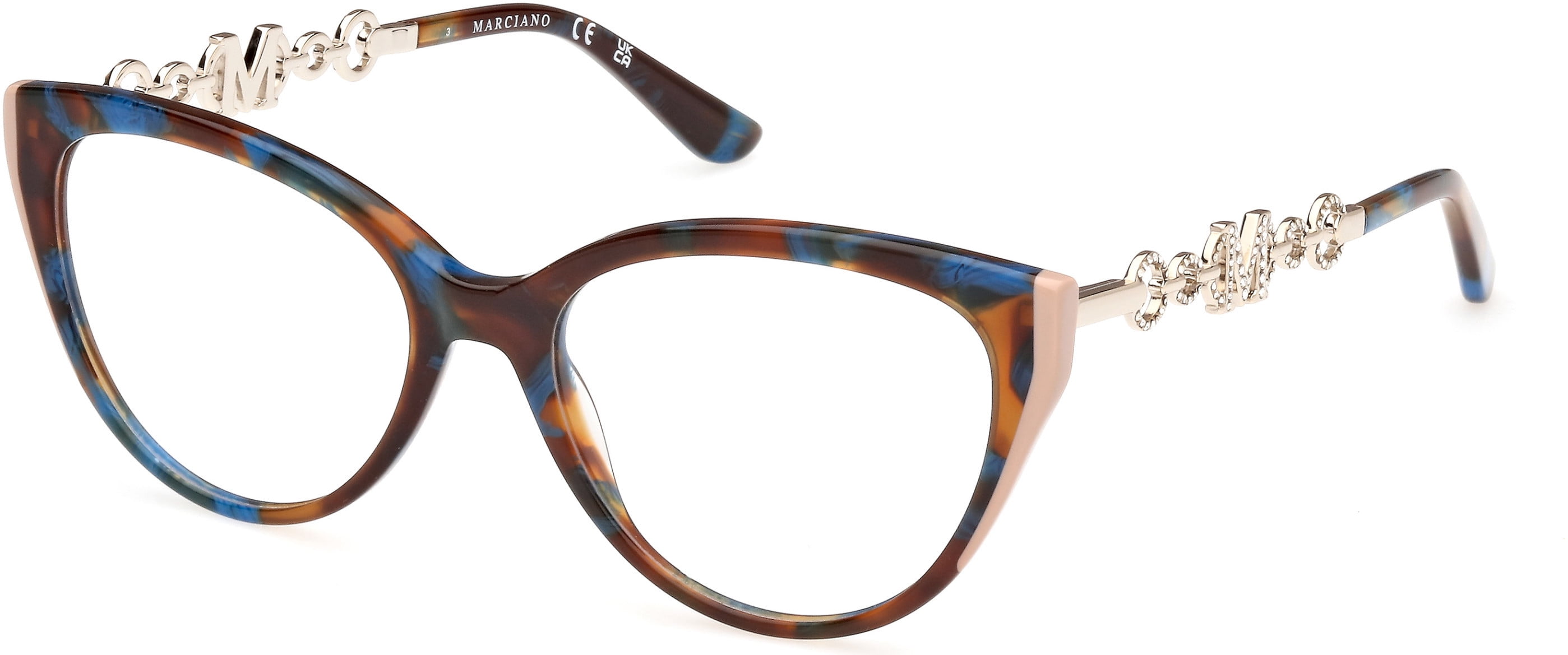 Eyeglasses Guess By Marciano GM 50006 092 Blue/Havana / Shiny Pale Gold ...