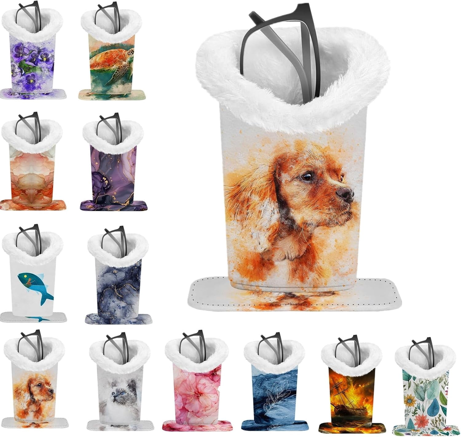 Eyeglasses Holder with Soft Furry Lining and Magnetic Base,Anti-scratch ...