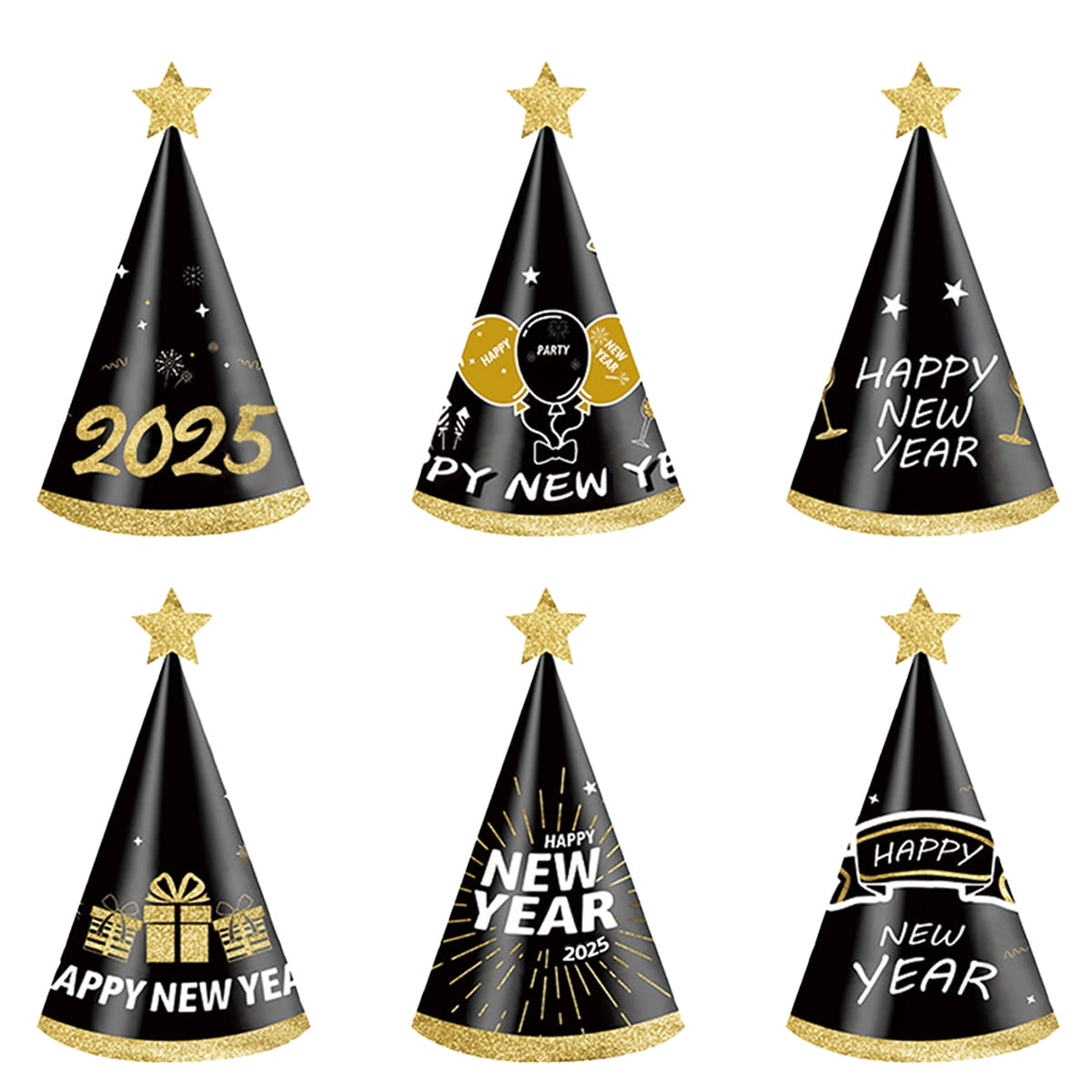 Eyeglasses New Year Party Hats, Black Gold Paper Party Eyeglasses Hats ...