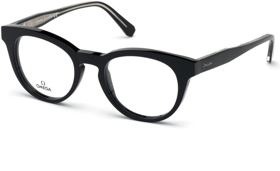 Omega OM 5003H Men's Optical Eyeglass Frames, Shiny Black & Transparent ...