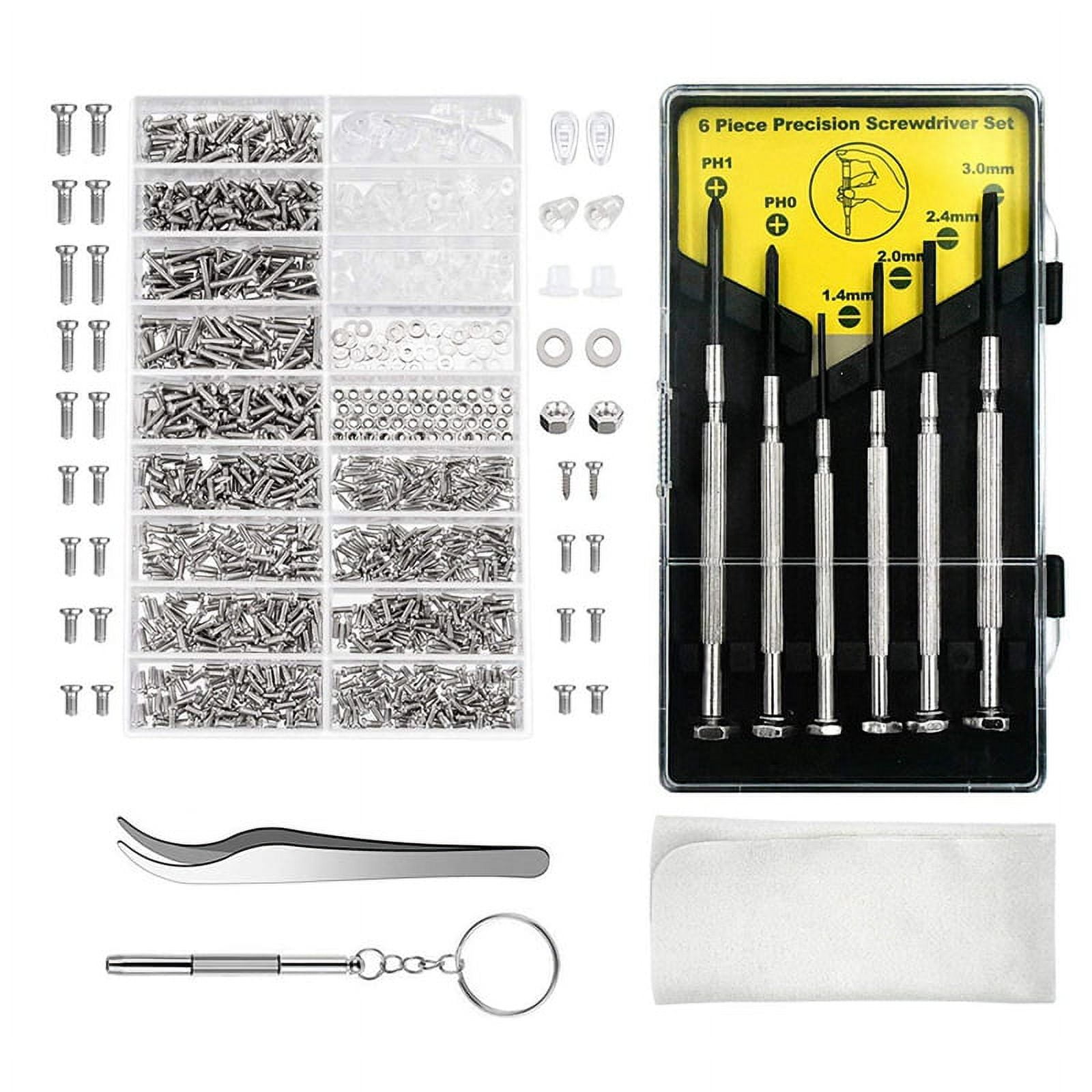 Eyeglasses Repair Kit, 1000PCS Eyeglass Screws and 6 Pcs Screwdrivers ...
