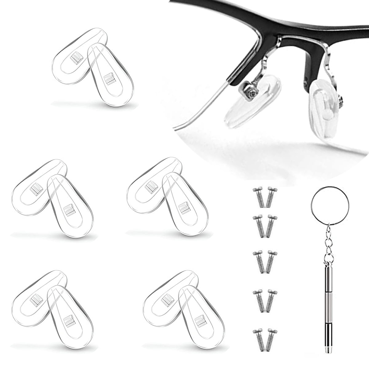 Eyeglasses Srew In Nose Padsbehline 5 Pairs Soft Silicone Glasses Nose Piecesair Chamberair