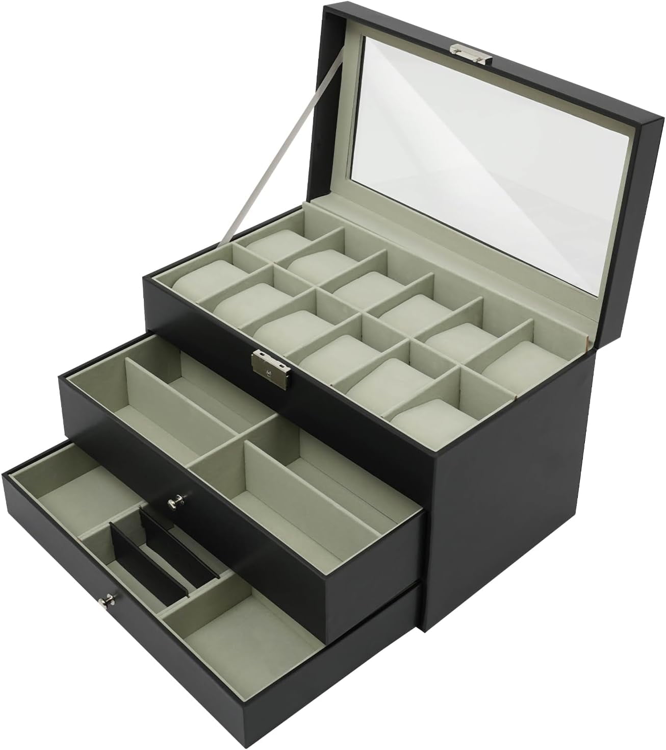 Eyeglasses Storage Box Sunglasses Display Drawer Holder with Lock - PU ...