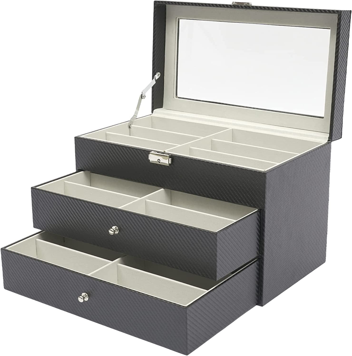 Eyeglasses Storage Box Sunglasses Display Drawer Holder with Lock - PU ...