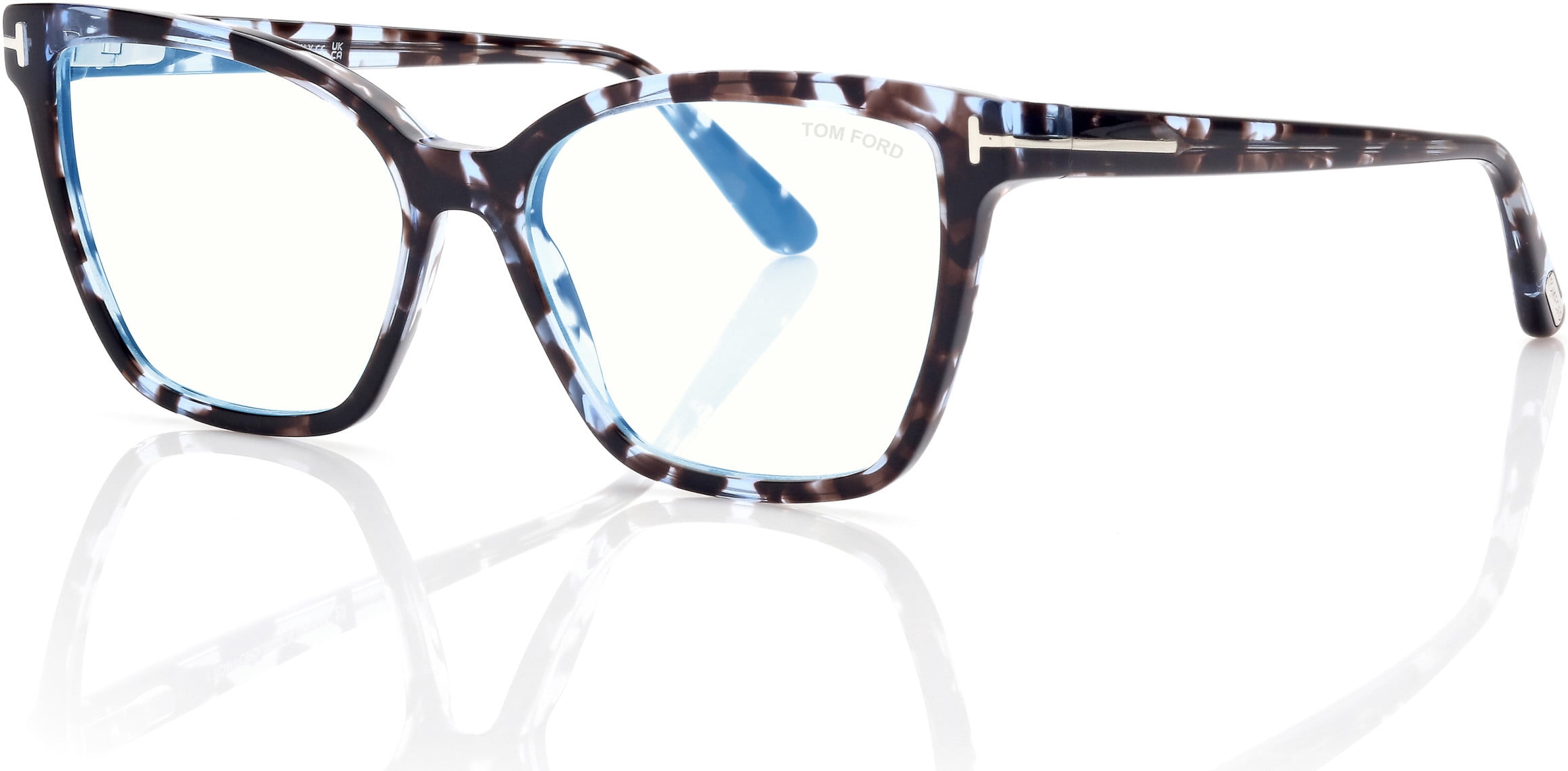 Tom Ford Blue Havana Eyeglasses, Model FT 5812-B 055 with 'T' Logo ...
