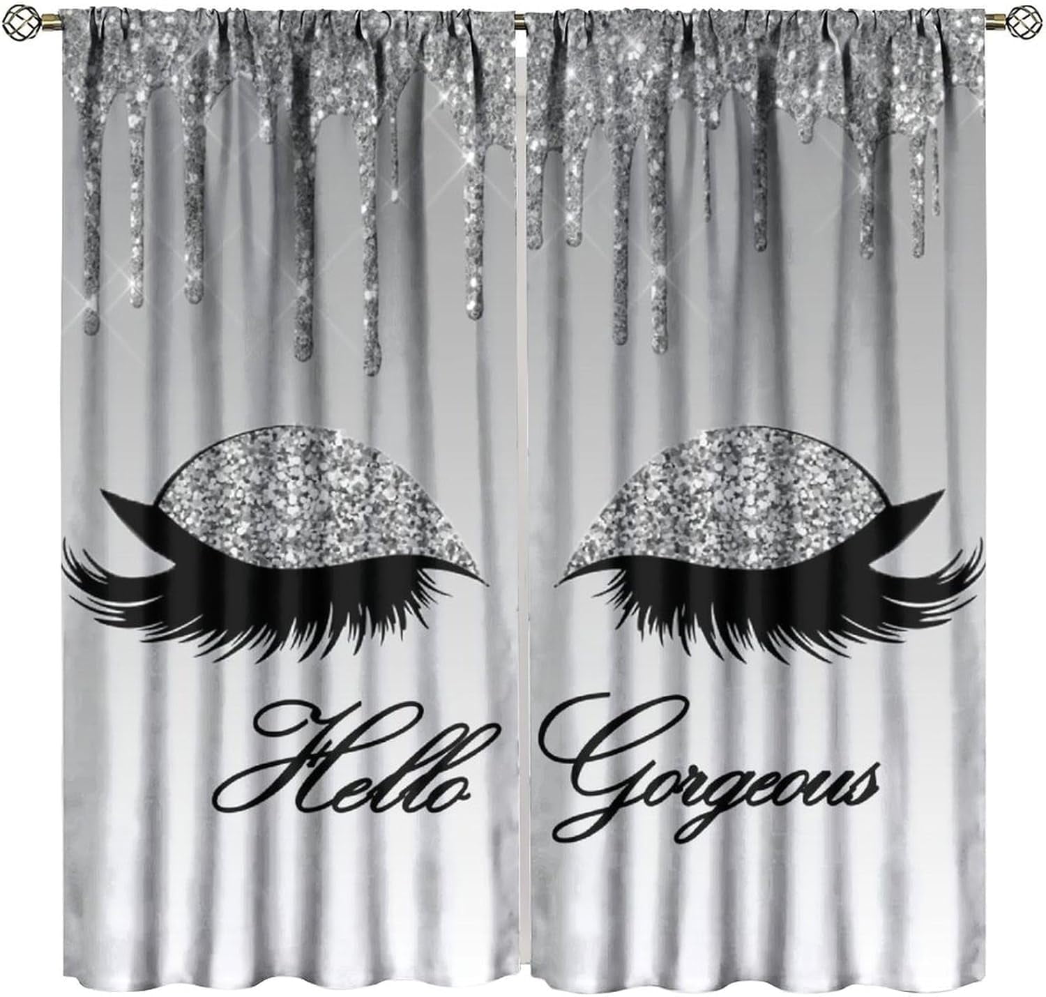 Eyelash Blackout Curtains Modern Luxury Silver Glitter Eyelash Twinkle ...