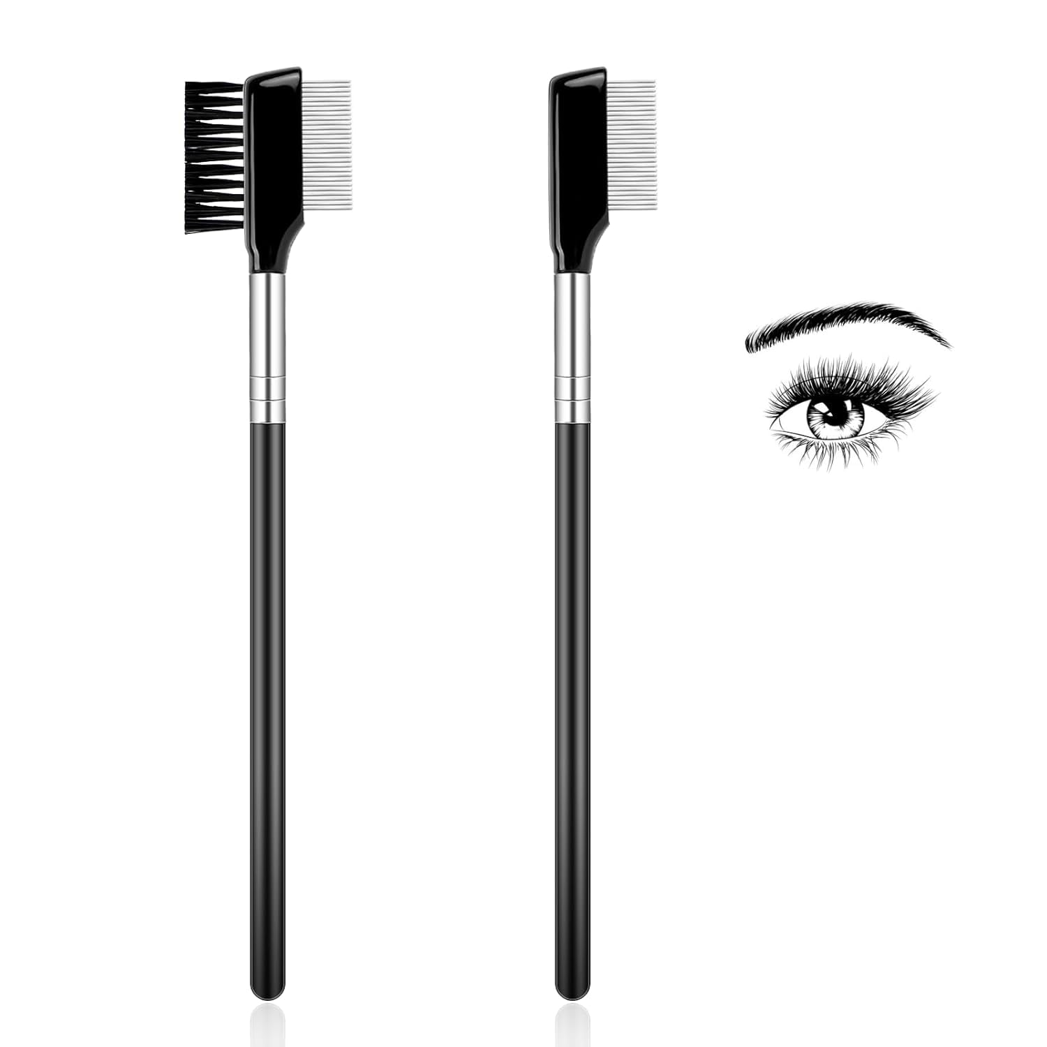 Eyelash Comb with Metal Teeth, 2 Pack Multi-purpose Lash Comb Resuable ...