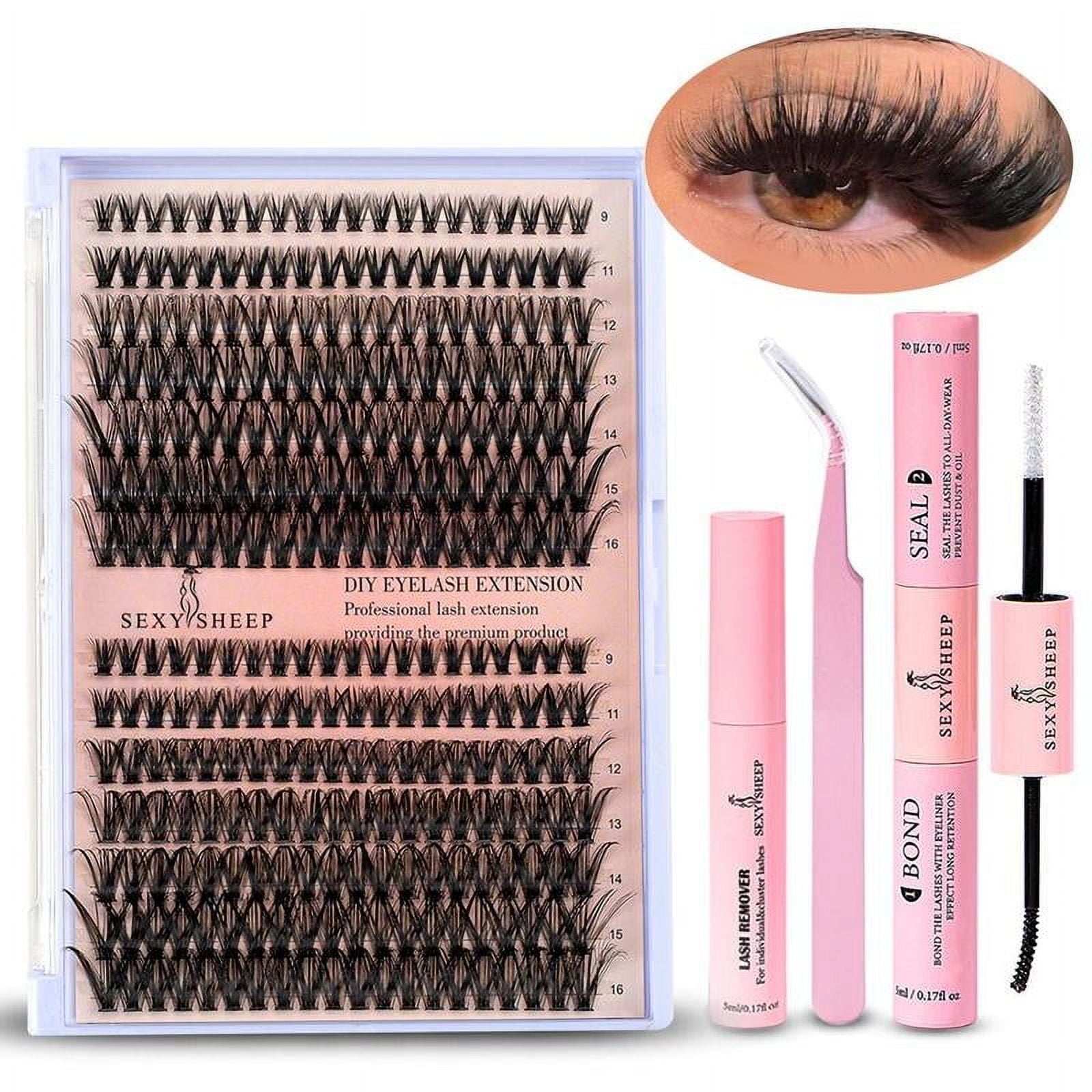 Eyelash Extension Kit, 280 Clusters Individual False Eyelashes & 1 Lash Glue & 1 Tweezers & 1 ...