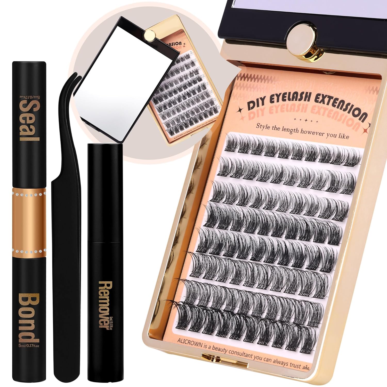 Eyelash Extension Kit 280Pcs Lash Clusters Fluffy 50D+70D Lash ...