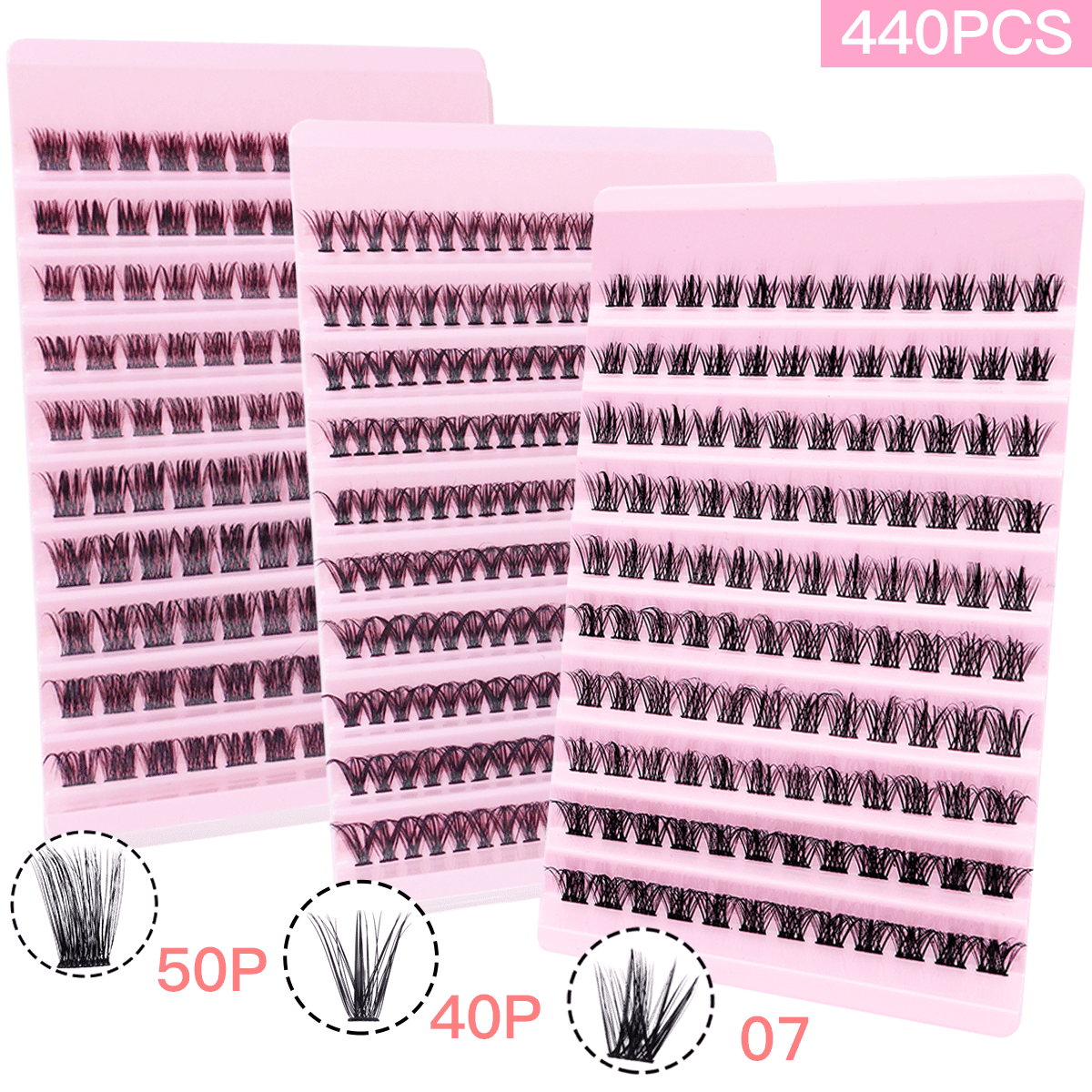 Eyelash Extension Kit 440 Pieces Eyelash Cluster Kit DIY Eyelash ...