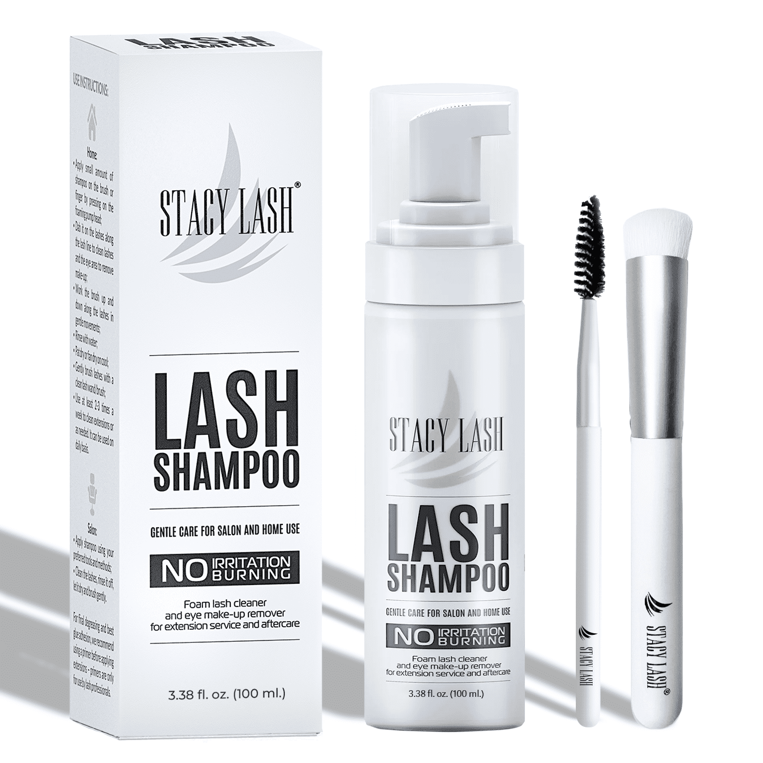 Stacy Lash Eyelash Extension Shampoo + Brush, 100ml, Eyelid Foaming ...