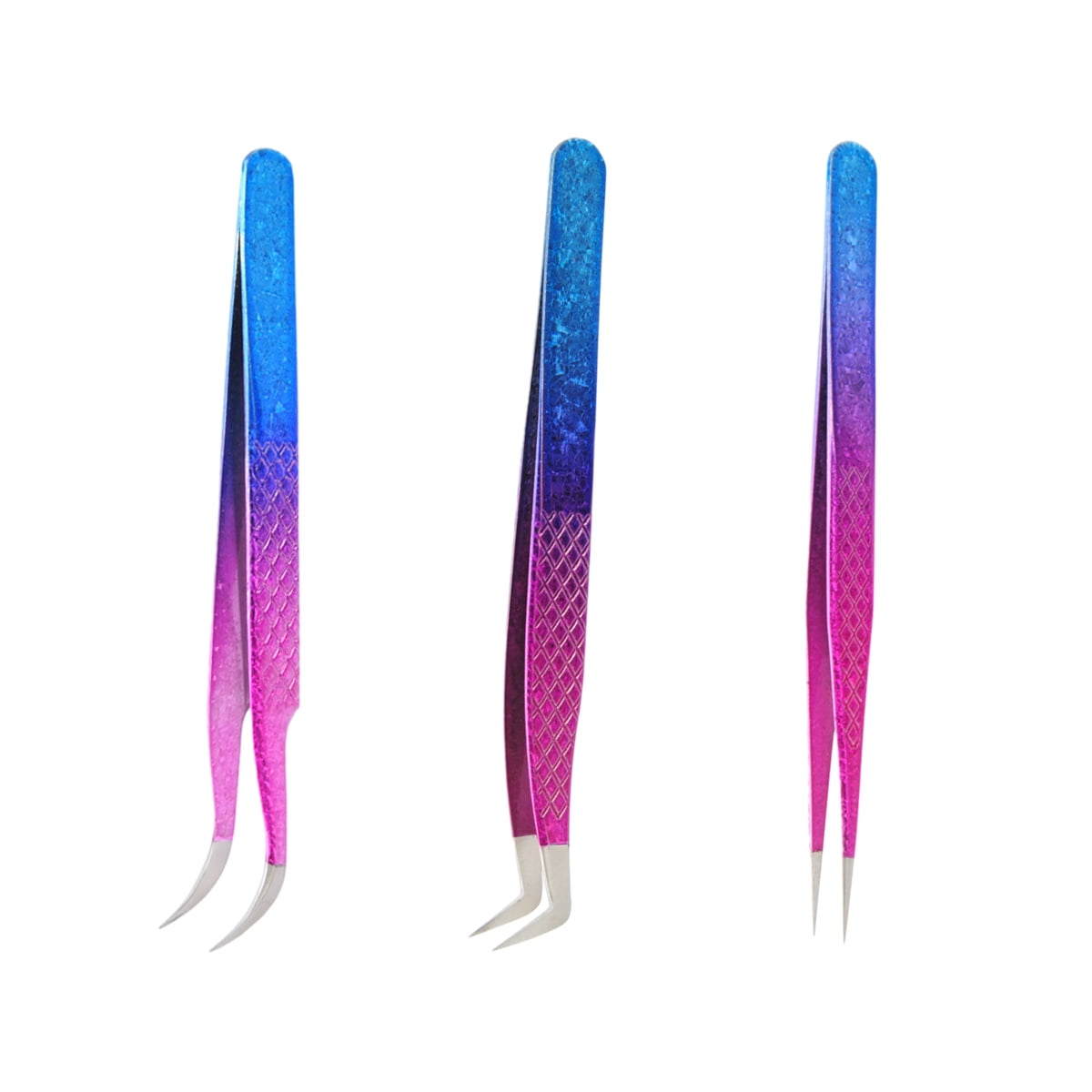 Eyelash Extension Tweezers-3 Pcs Diamond Grip Clamp For Eyelash ...