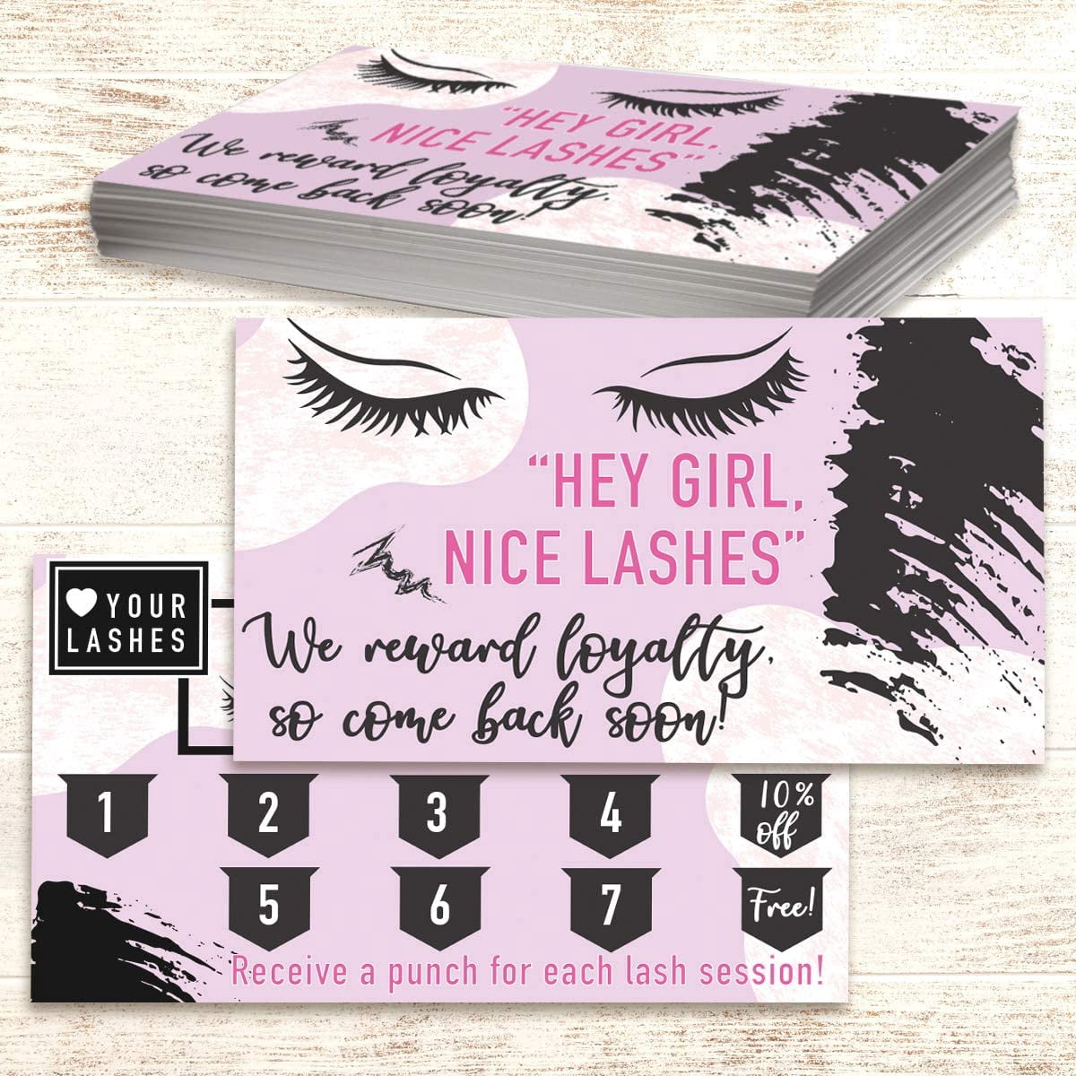 Eyelash Extensions Design - Set of 50 Loyalty Cards - Blank Loyalty ...