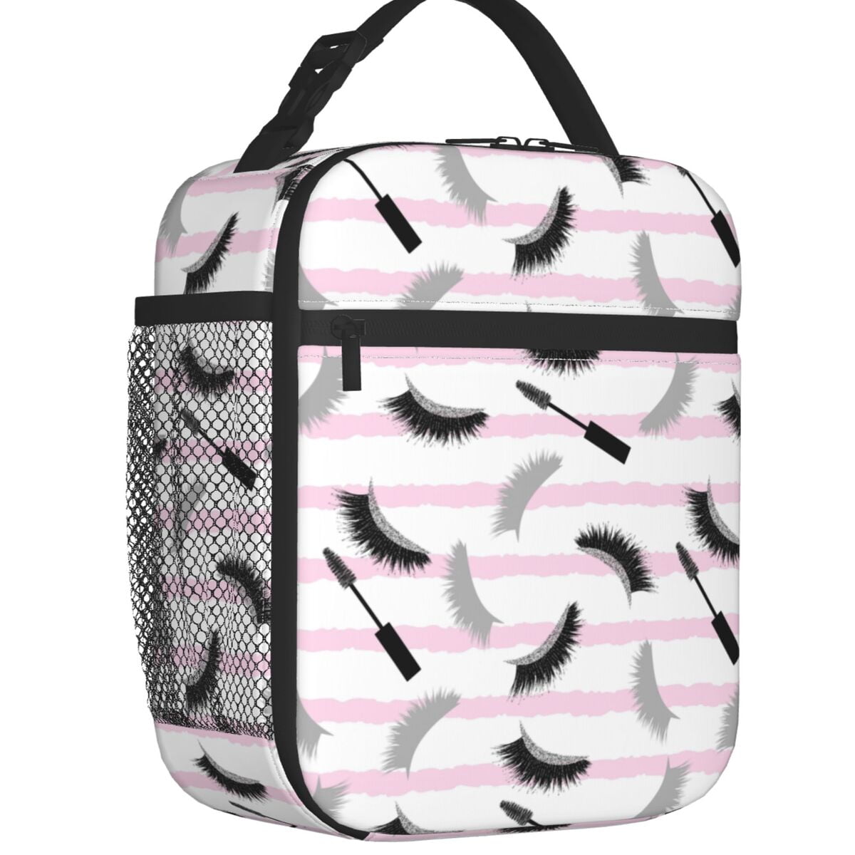 Eyelash Eye Thermal Insulated Lunch Bags Silver Lashes Seamless Pattern ...
