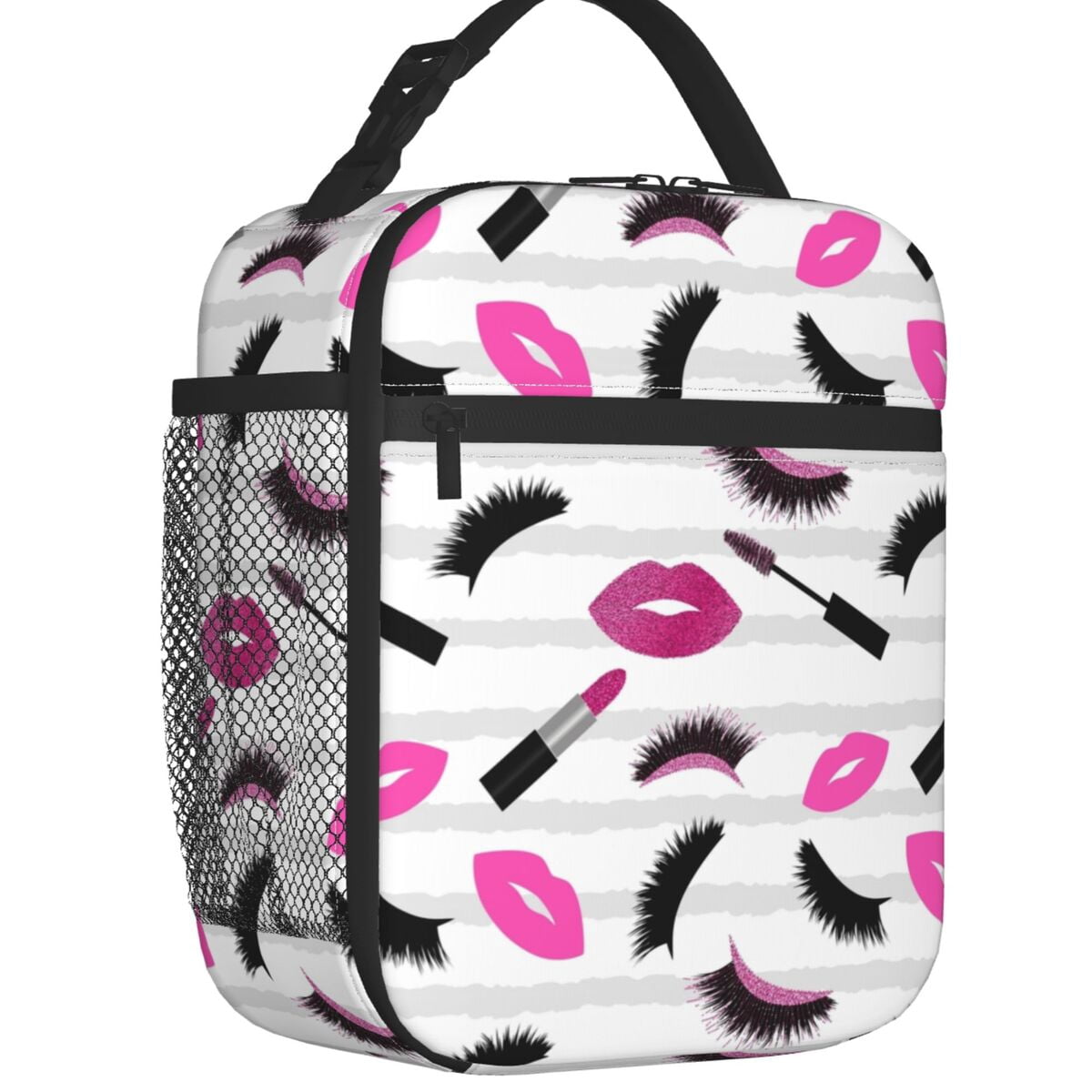 Eyelash Eyes Insulated Lunch Bags Office Lashes With Silver Glitter ...