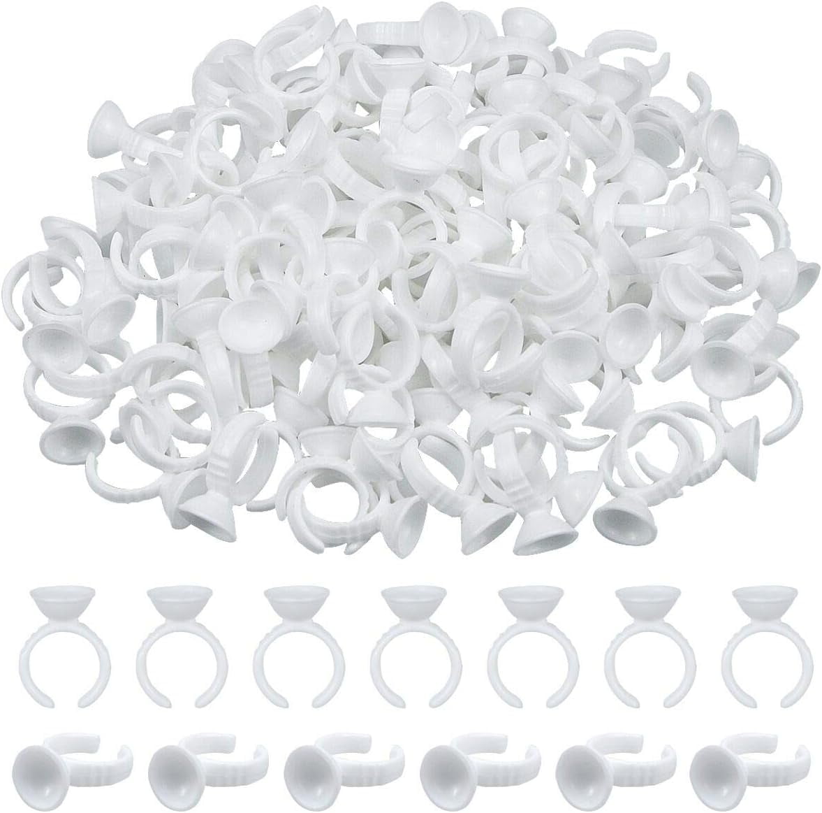 Eyelash Glue Holder, 200 PCS Disposable Plastic Glue Rings Nail Art ...