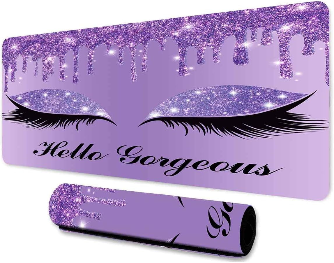 Eyelash Large Mouse Pad 31.5x11.8 Inches Hello Gorgeous Mouse Pad,Shiny ...