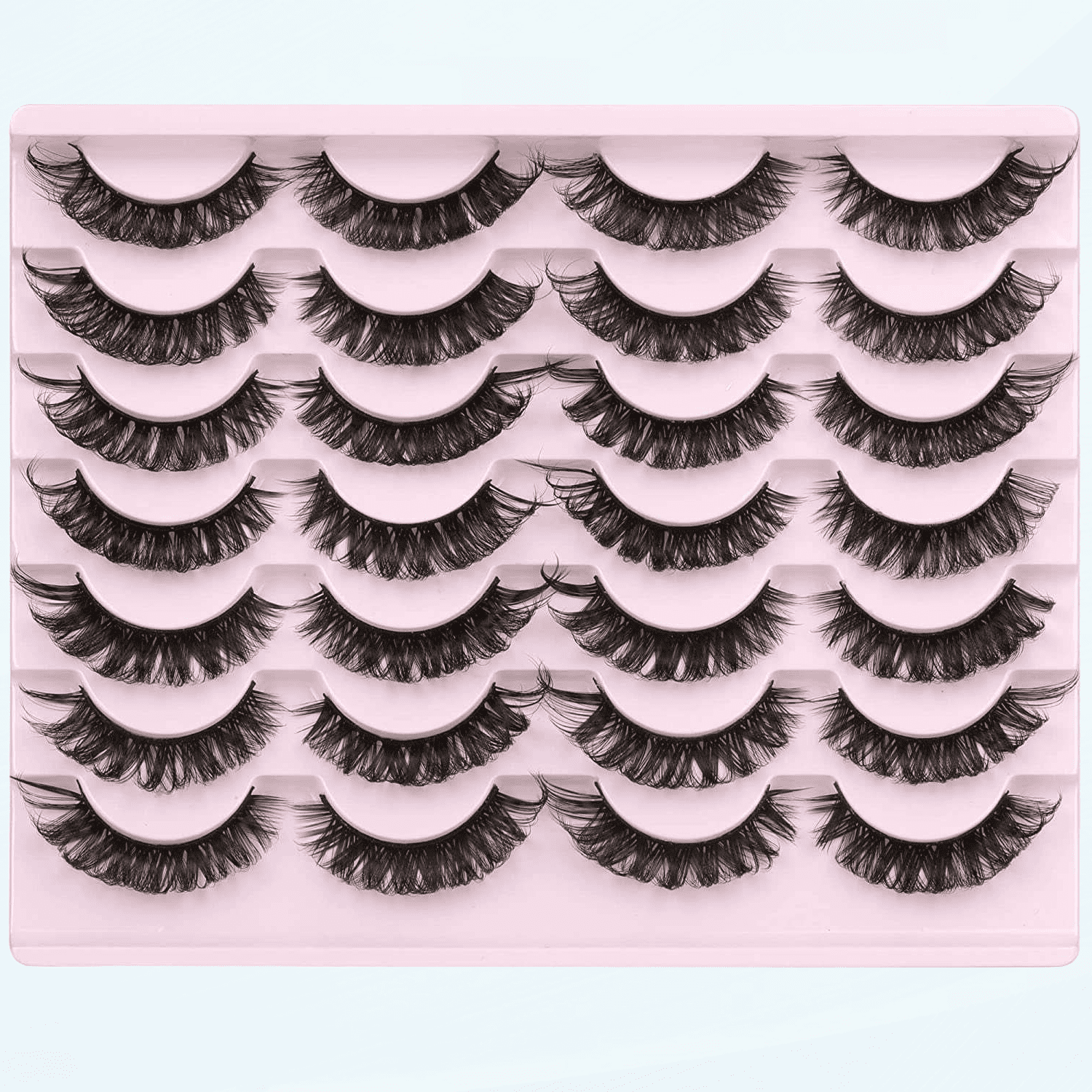 Eyelashes Fluffy Wispy Lashes 14 Pairs Russian Stripe Soft Fake Eyelashes Volume Big False ...