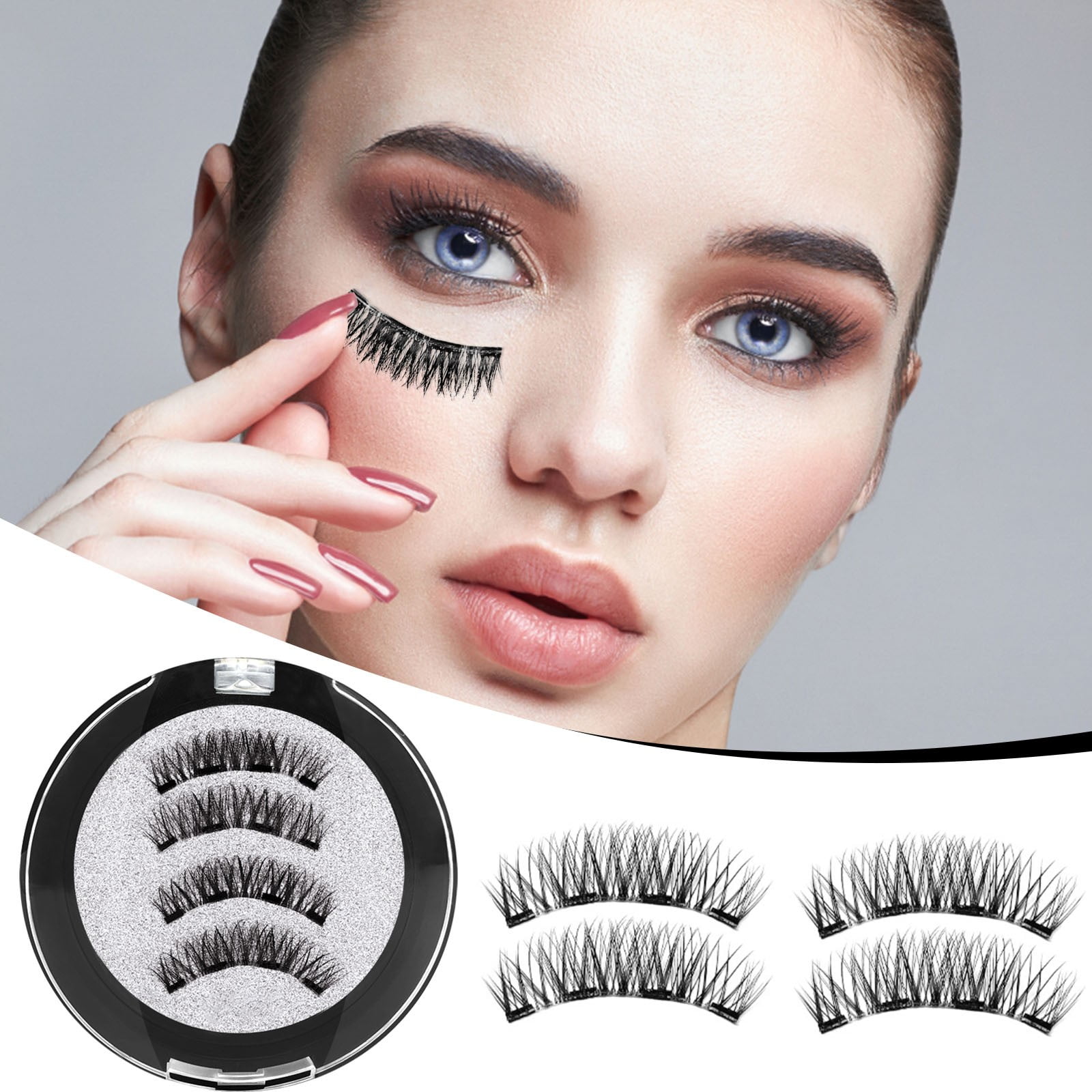 Eyelashes,Four Magnetic Magnet False Eyelashes Without Glue Natural ...