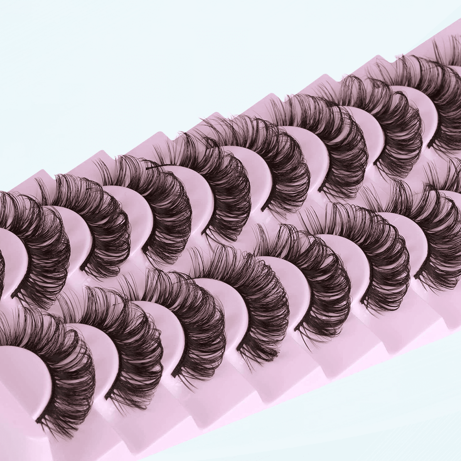 Eyelashes Natural Faux Mink Lashes Wispy Fluffy Curly Volumn Russian ...