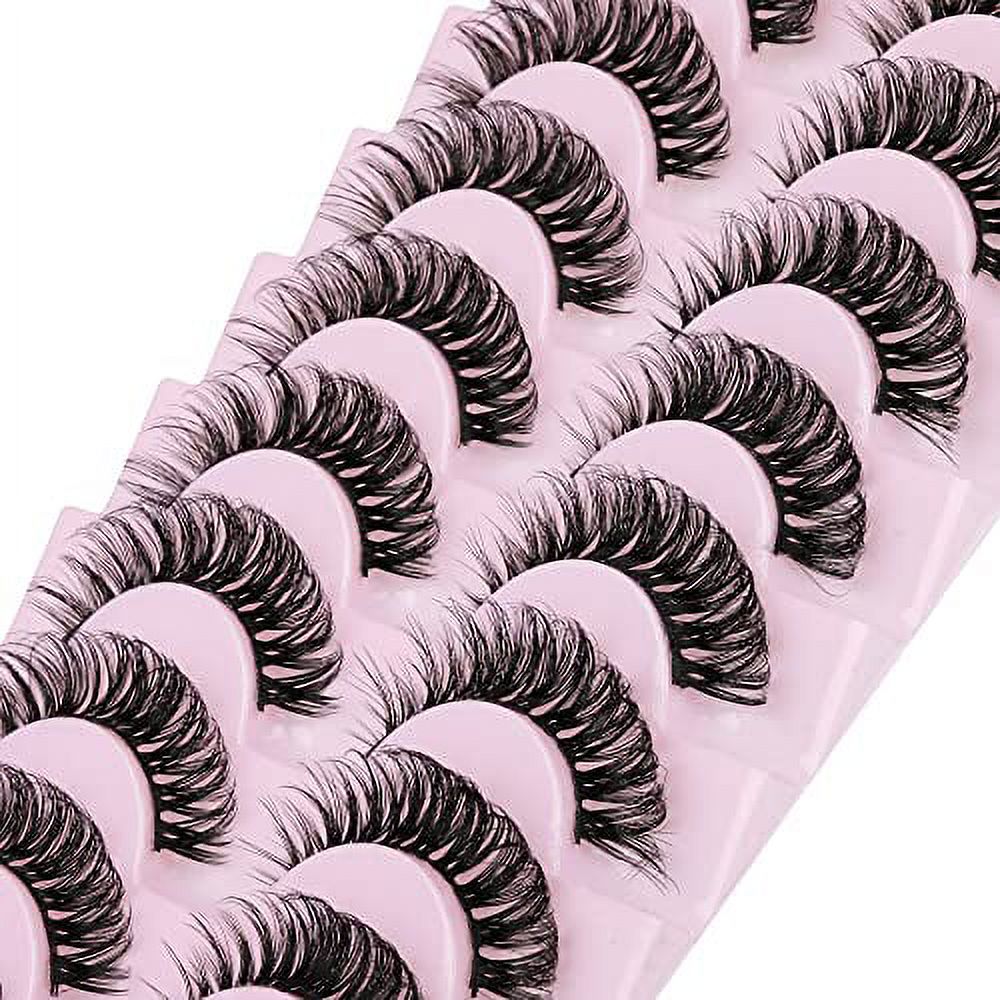Eyelashes Russian Strip Lashes D Curl Fluffy Wispy Natural Cat Eye False Lashes Look like ...