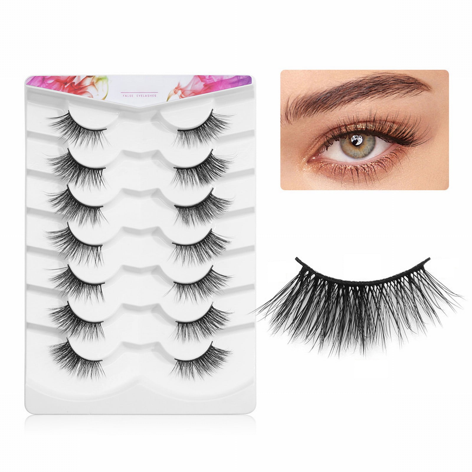 Eyelashes on Sale！Wiradney 7 Pairs Of Half Eyelashes Half Eye 3D ...