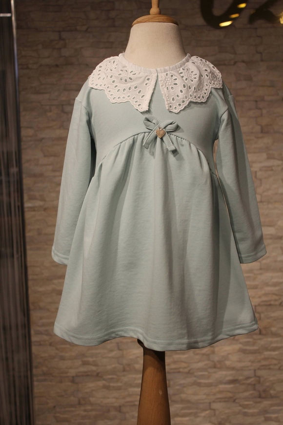 Eyelet Lace Collar Dress for Little Girls in Combed Cotton - Walmart.com