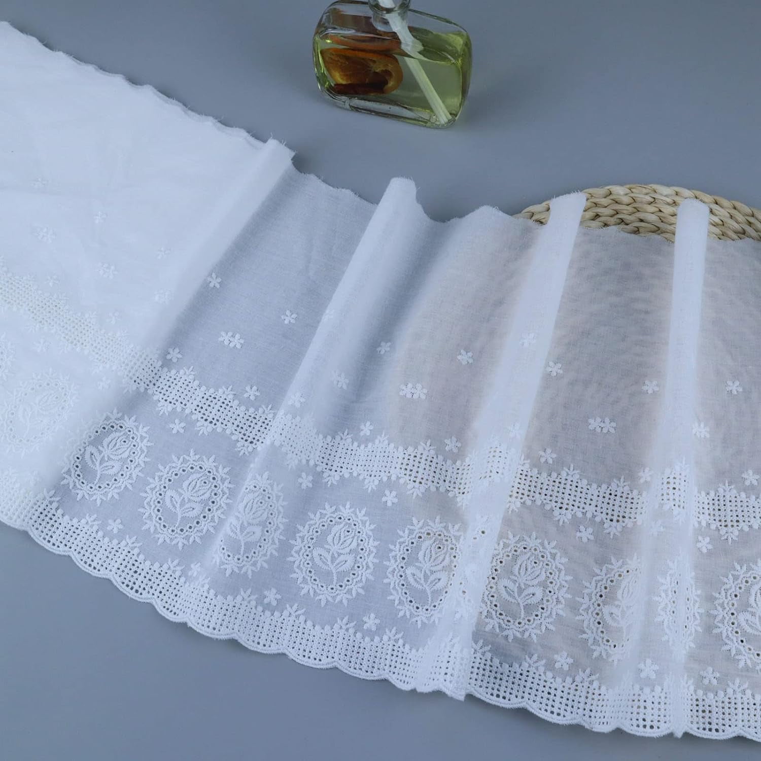 Eyelet Lace Trim 2.8 Yards 11 Inch Wide White Cotton Lace Ribbon ...