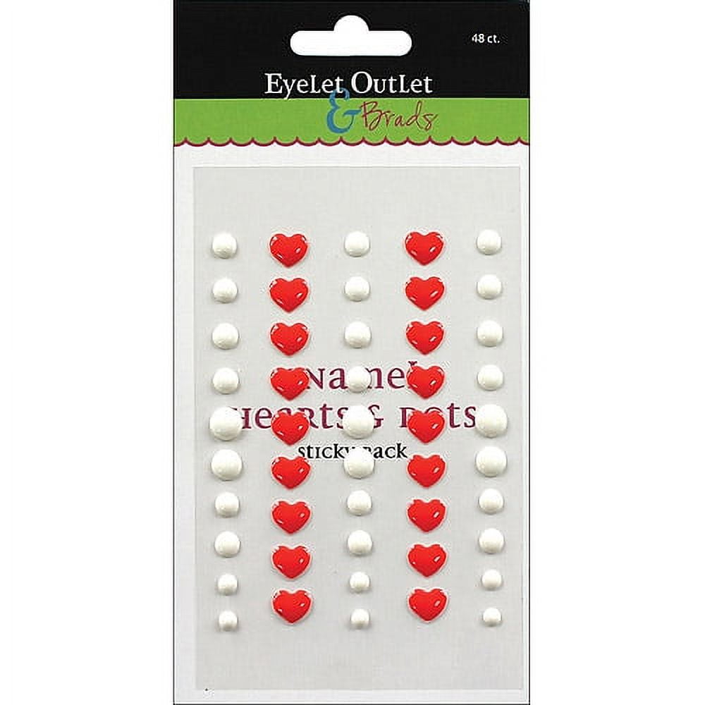 Red/White - Eyelet Outlet Adhesive-Back Enamel Hearts 48/Pkg - Walmart.com