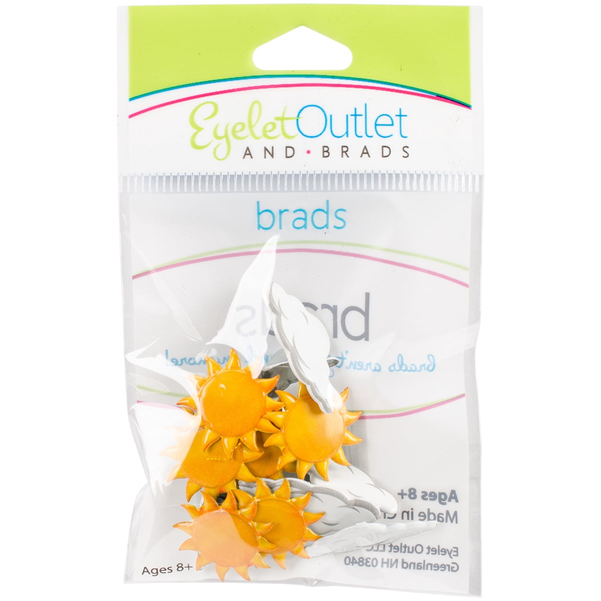 Eyelet Outlet Shape Brads 12/pkg-sun/clo - Walmart.com