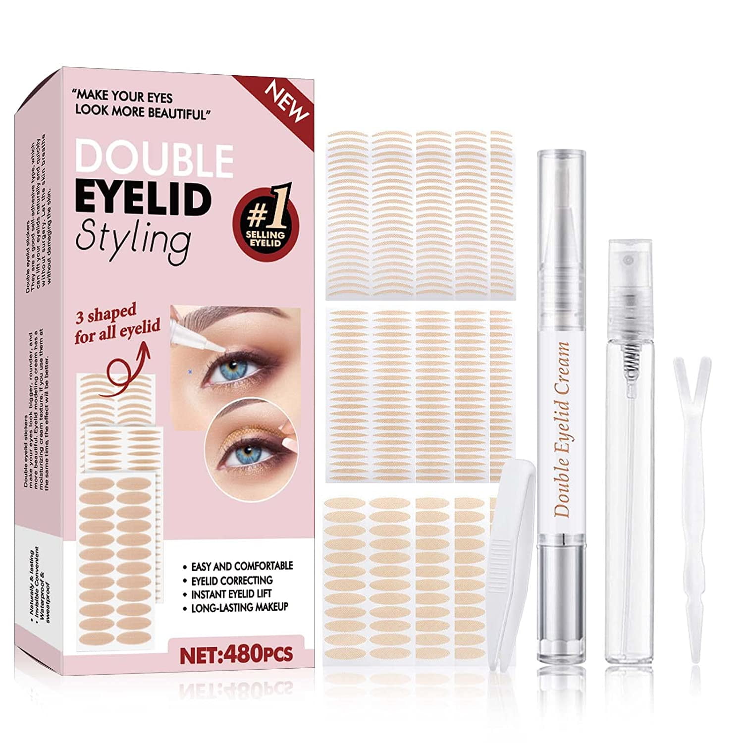 Walmart Eyelid Tape, Invisible Lifter Strips, Double Eyelid Lift Kit, 480 PCS - Walmart.com
